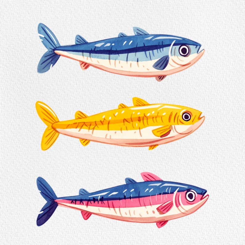Watercolor Fish Species Clipart, Fish Clipart, Fish Lovers, Colorful ...