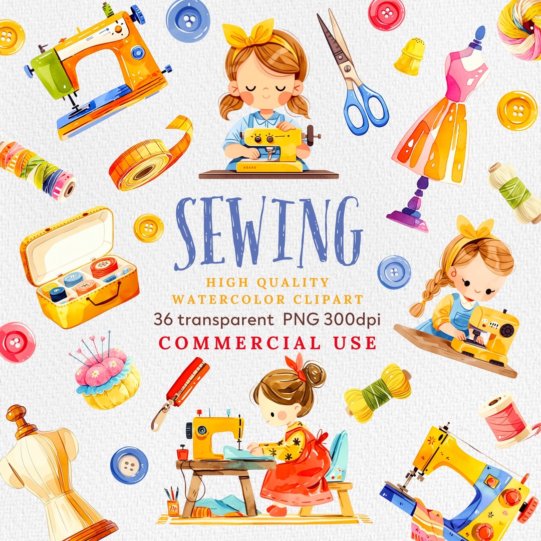 Watercolor Sewing Clipart, Tailoring Download, Instant Download ...