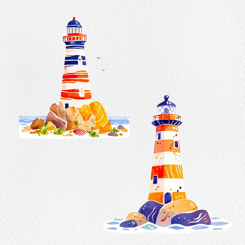 Watercolor Lighthouses Clipart PNG, Nautical Clipart, Landscape Clipart ...