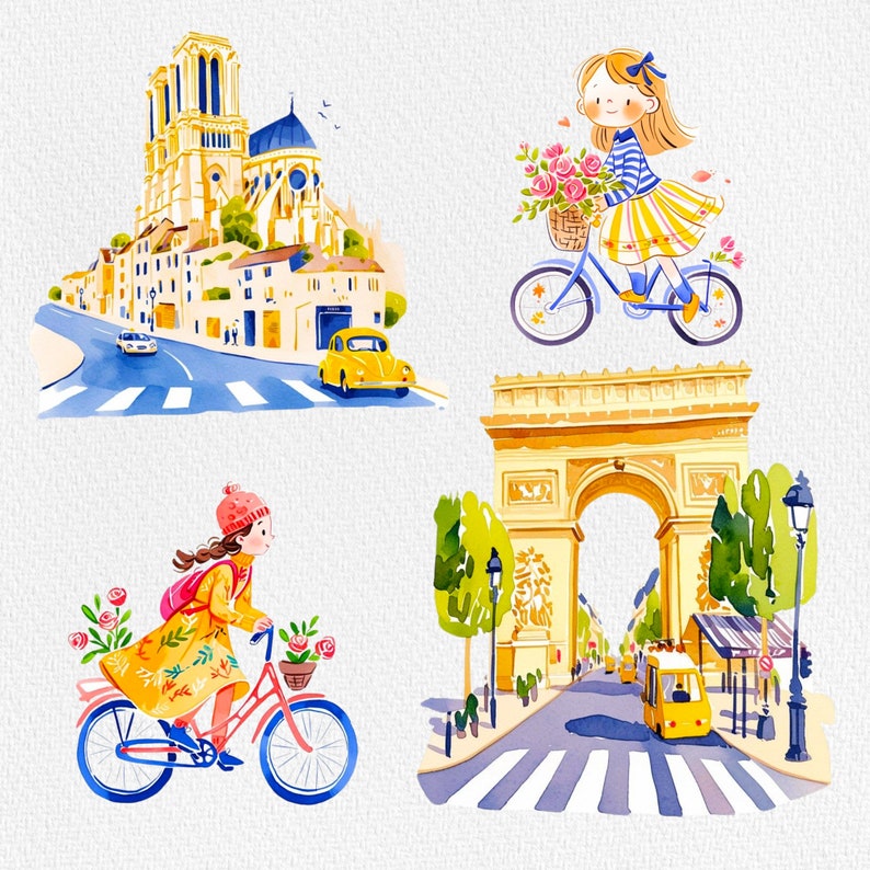 Watercolor Paris Clipart, Paris PNG, Paris Print, Paris France Clip Art ...