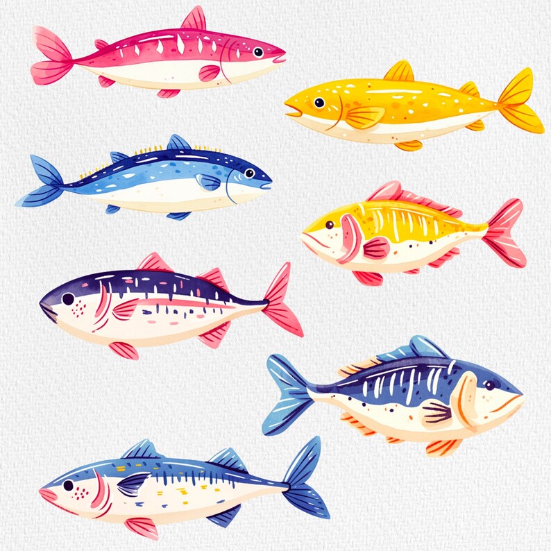 Watercolor Fish Species Clipart, Fish Clipart, Fish Lovers, Colorful ...