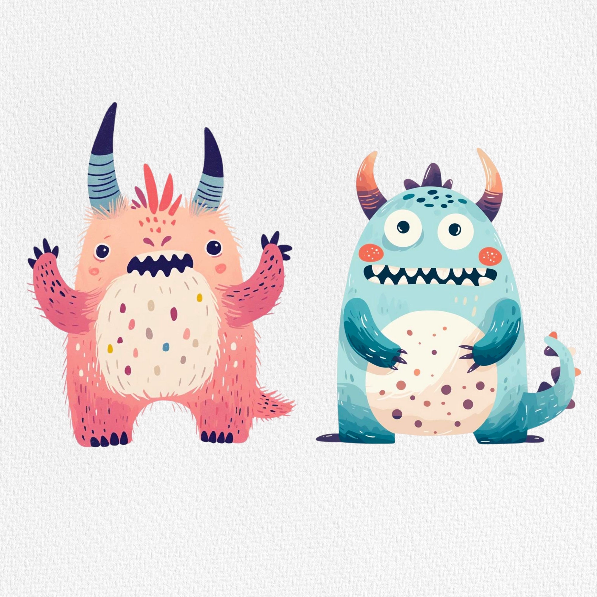 Watercolor Monsters Clipart, Instant Download, Critters, Monster ...