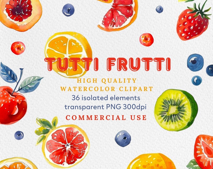 Fruits Clipart, Food Clipart PNG Bundle, 24 PNG Fruits Clipart Bundle ...