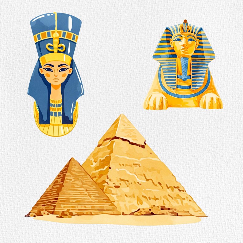 Ancient Egypt Clipart: Pharaohs, Pyramids, Travel Graphics (PNG ...