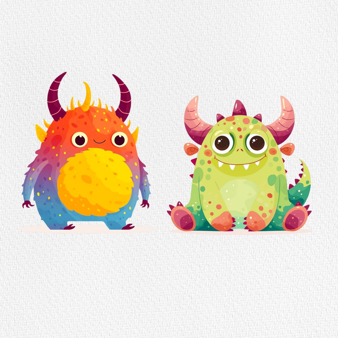 Watercolor Monsters Clipart, Instant Download, Critters, Monster ...
