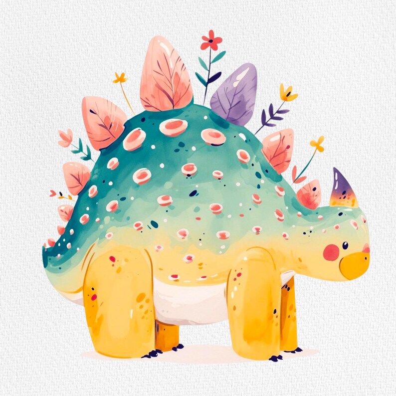 Dinosaurs Watercolor Clipart, Cute Dino Clip Art, Colorful Dinosaur PNG ...