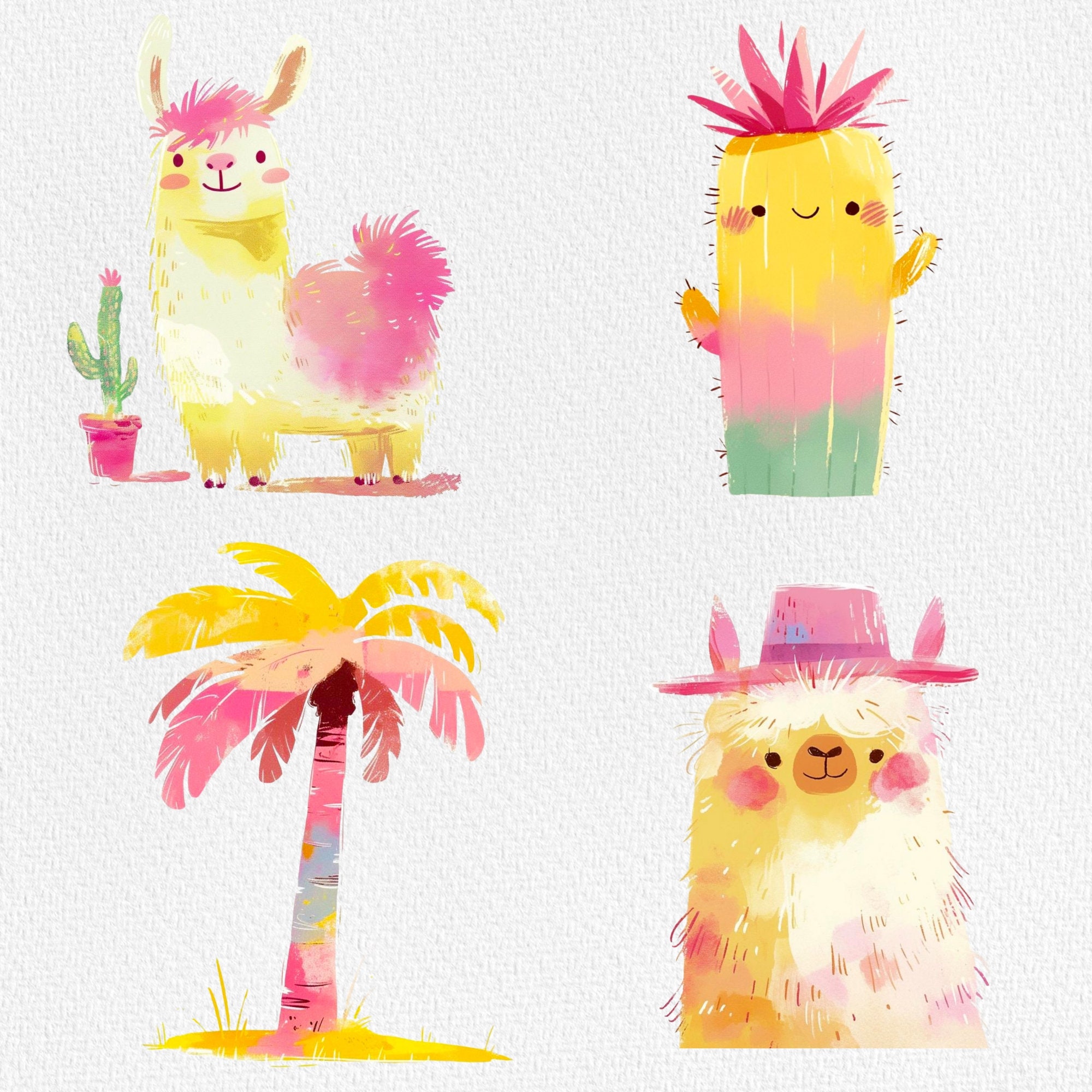 Llama Clipart, Llama Clipart Bundle, Cute Alpaca Clipart, Llama Summer ...