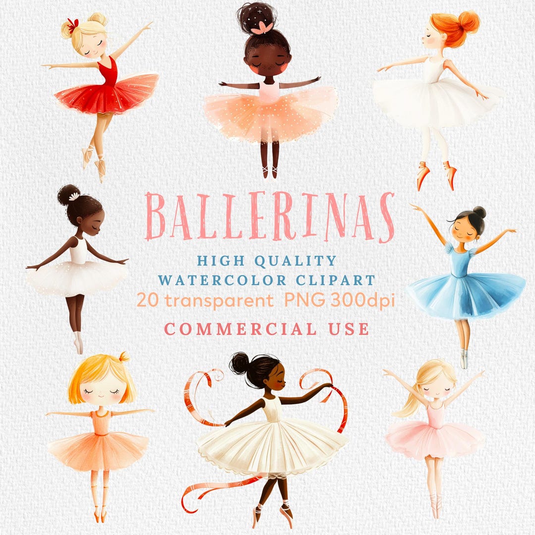 Ballerina Clipart Set - Ballet Dance Clip Art for Nursery Wall Art ...