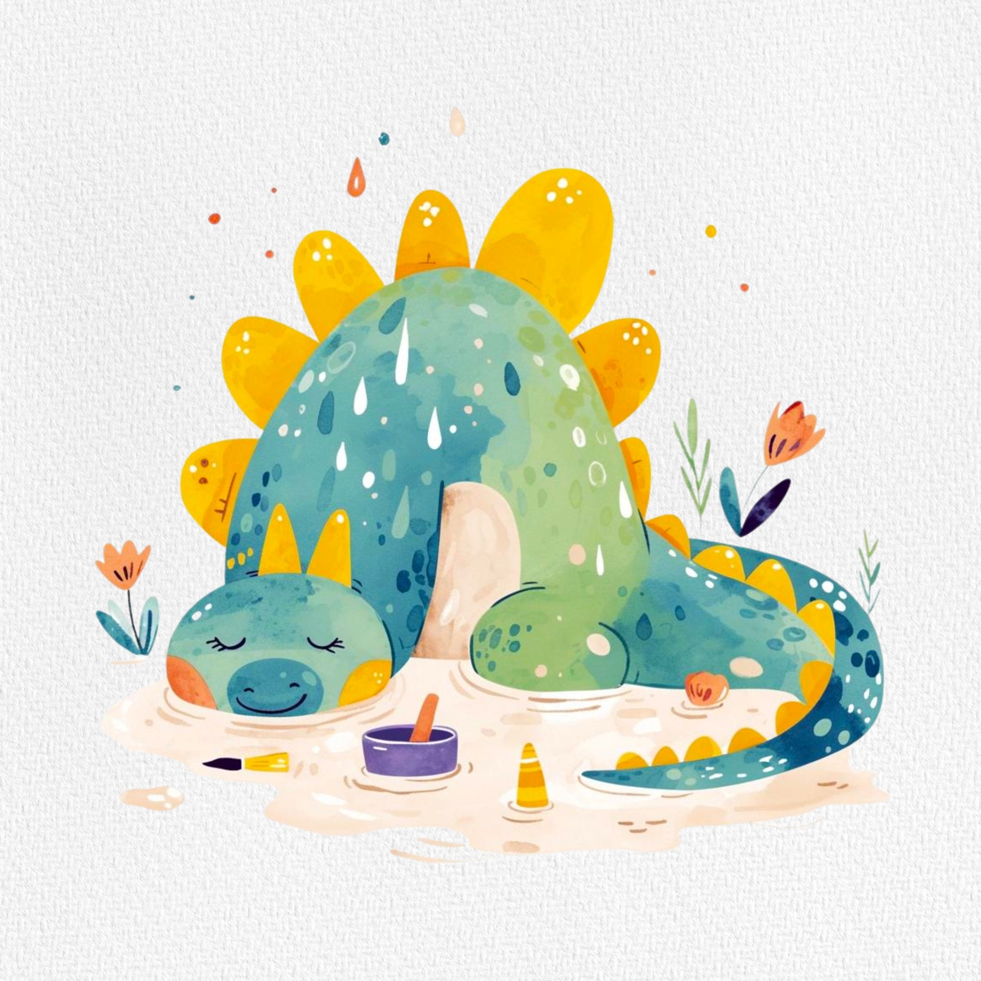 Dinosaurs Watercolor Clipart, Cute Dino Clip Art, Colorful Dinosaur PNG ...