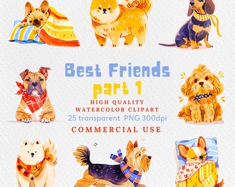 Watercolor Dogs Clipart Pets Clip Art Watercolor Animals Puppies / Dog ...