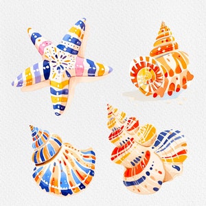 Watercolor Seashells Clipart - Nautical Watercolor Clip Art - Ocean ...