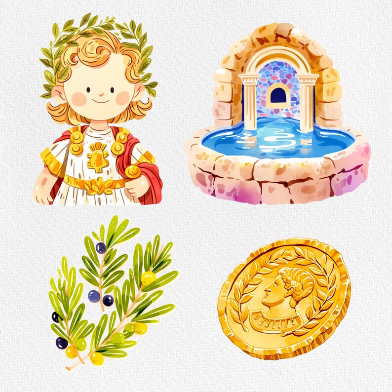 Ancient Rome Watercolor Clipart: Roman Empire Graphics (digital ...