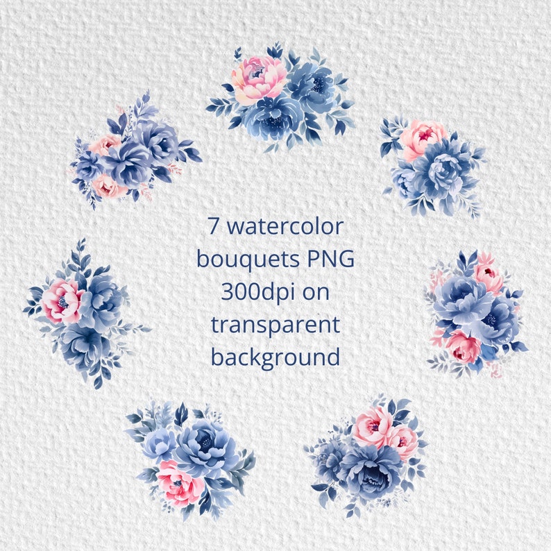 Watercolor Blue Flowers, Wreath PNG, Blue Flower Clipart, Botanical ...