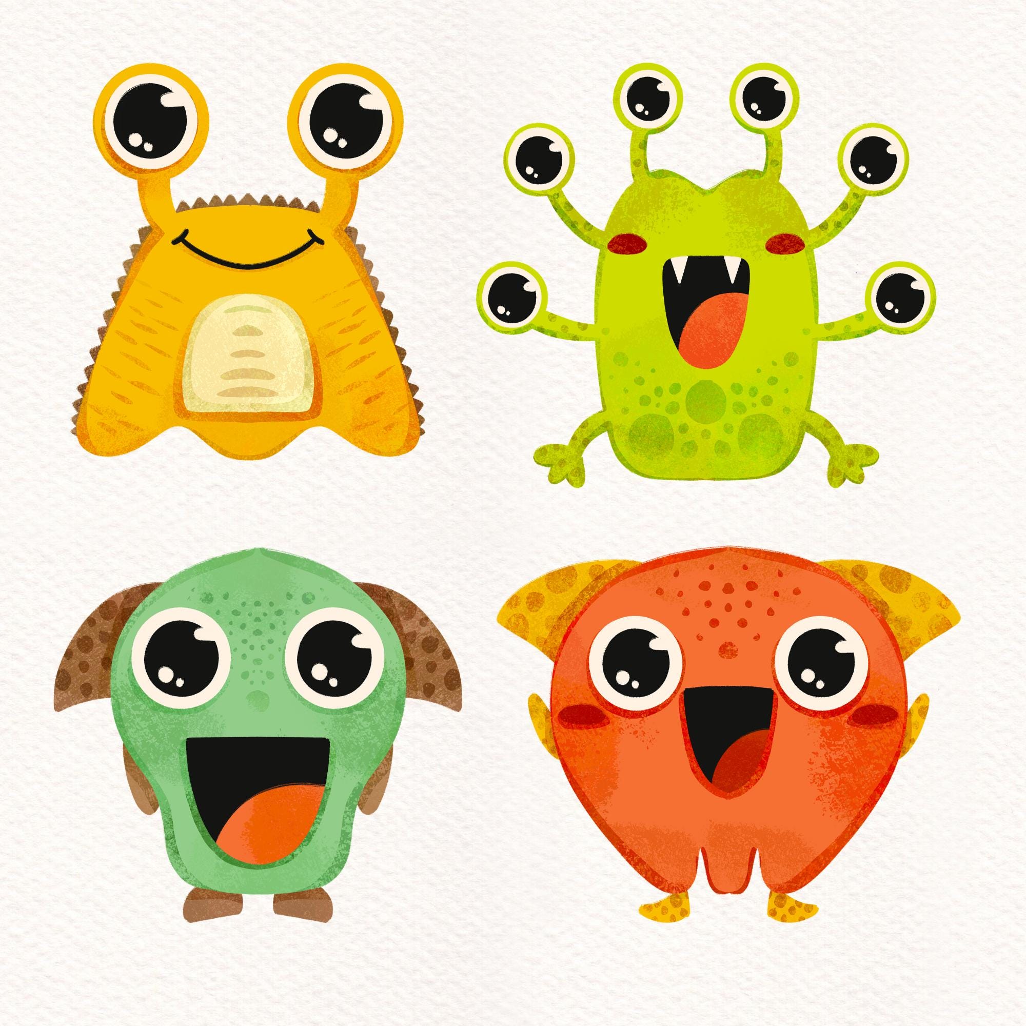 Cute Monster Clipart, Monster Birthday Card, Baby Monster Clipart ...