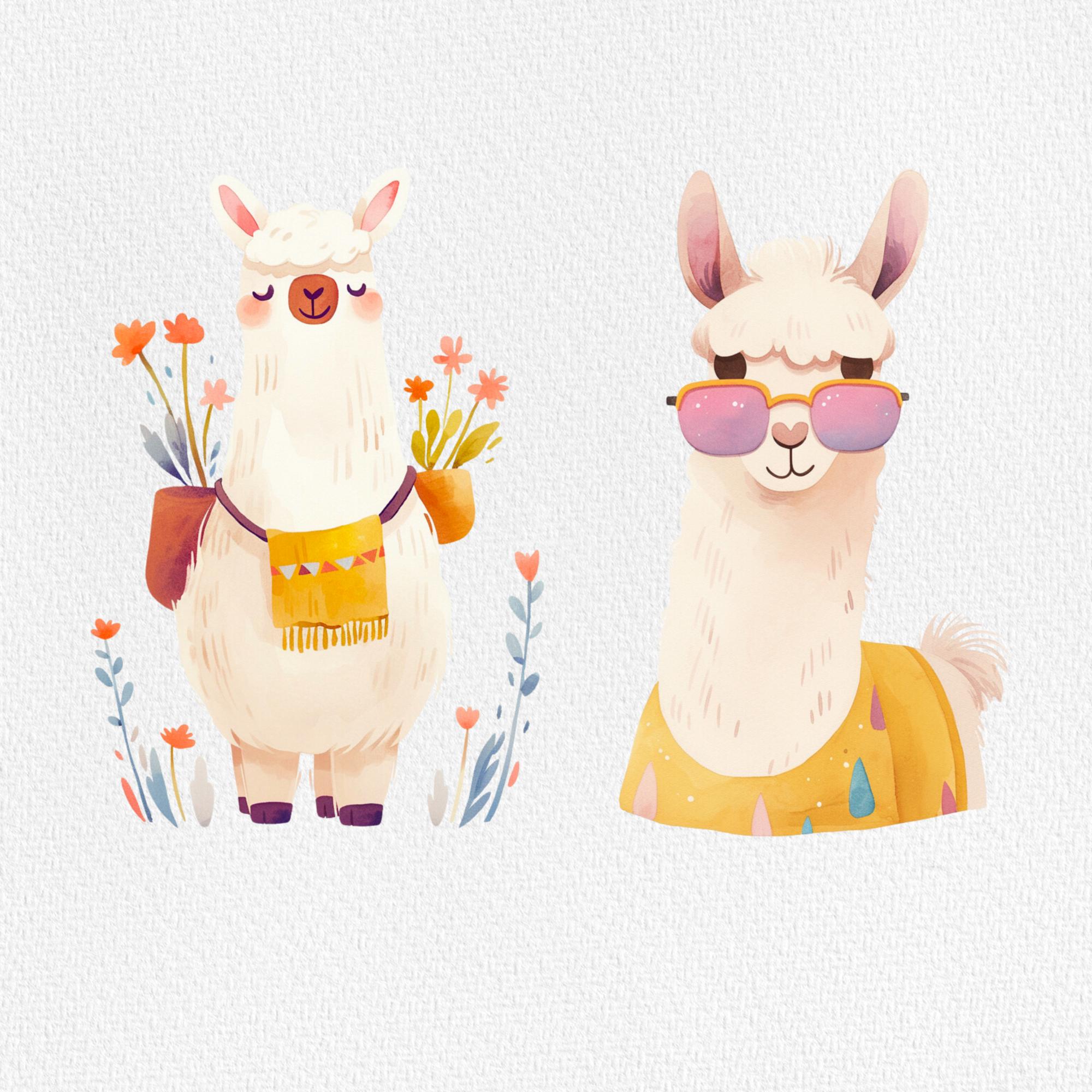 Colorful Llama Clipart Bundle: Fiesta Birthday PNG (digital Download ...