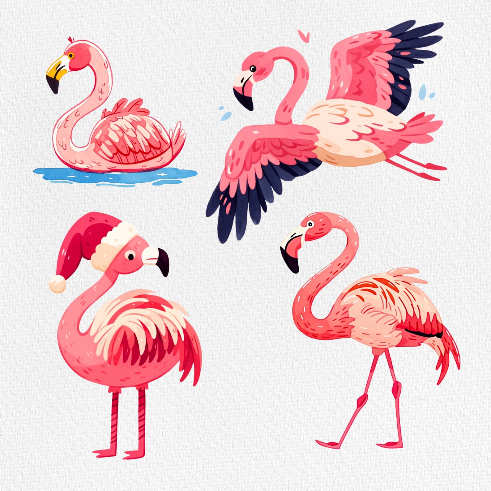 Flamingo Clipart, Watercolor Cute Flamingo Clipart, Beach Flamingo ...