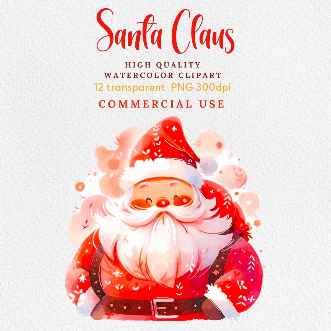 Watercolor Santa Clipart Watercolor Christmas Clipart Christmas Santa ...