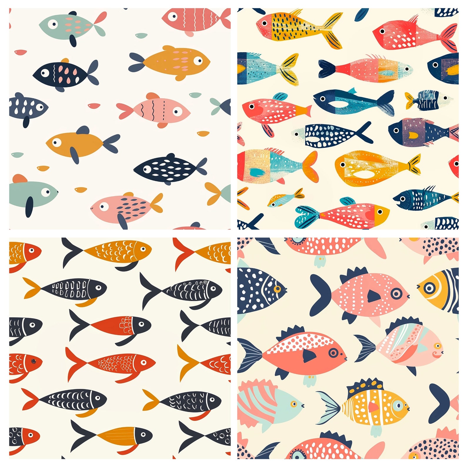 Cute Fish Seamless Patterns, Colorful Fish Design for Crafts - Cute ...