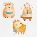 Watercolor Capybara Clipart, Cute Capybara PNG, Instant Download, Cute ...