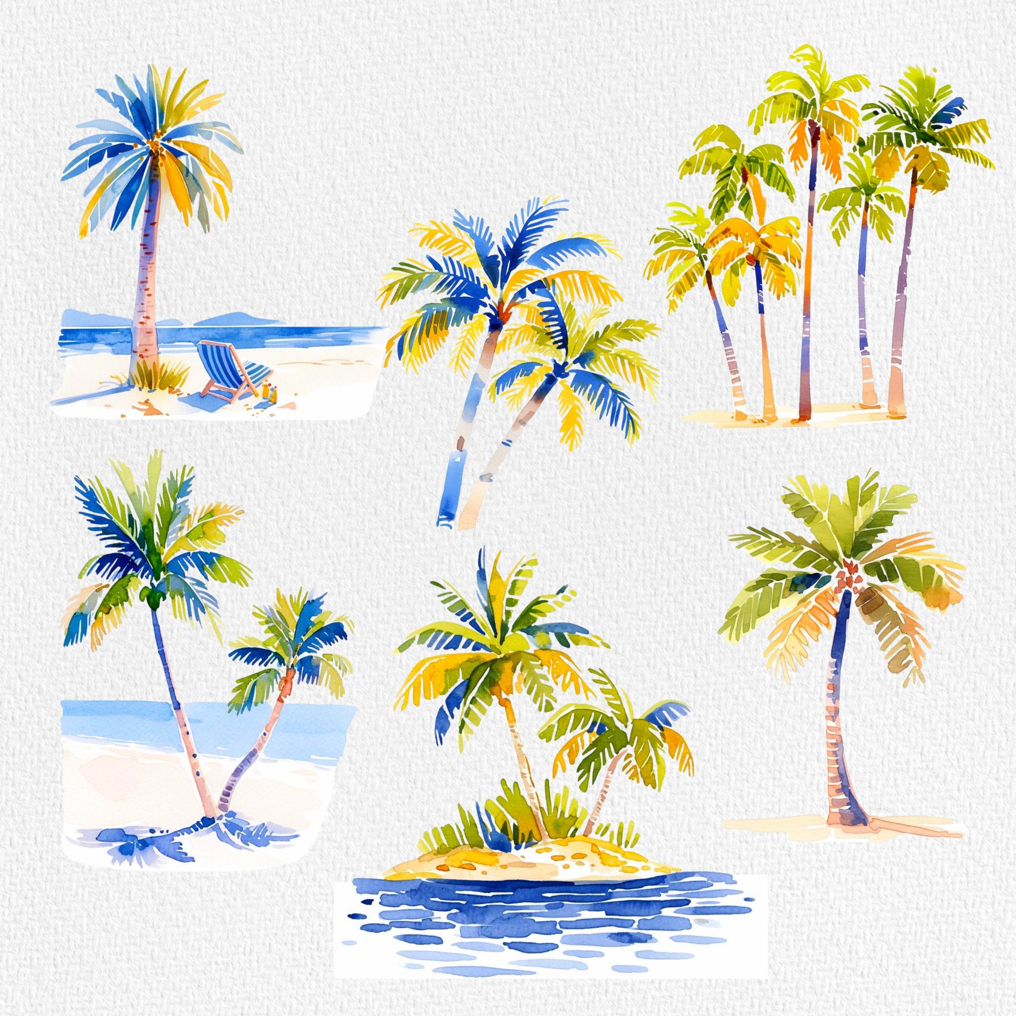 Watercolor Palm Clipart, Palm Trees, Tropical Clipart, Palm Trees PNG ...