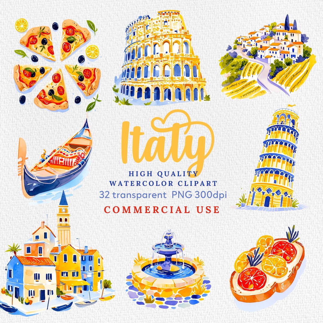 ITALY Clipart, Rome Clipart, Travel Clipart, Italian Clipart, Welcome ...