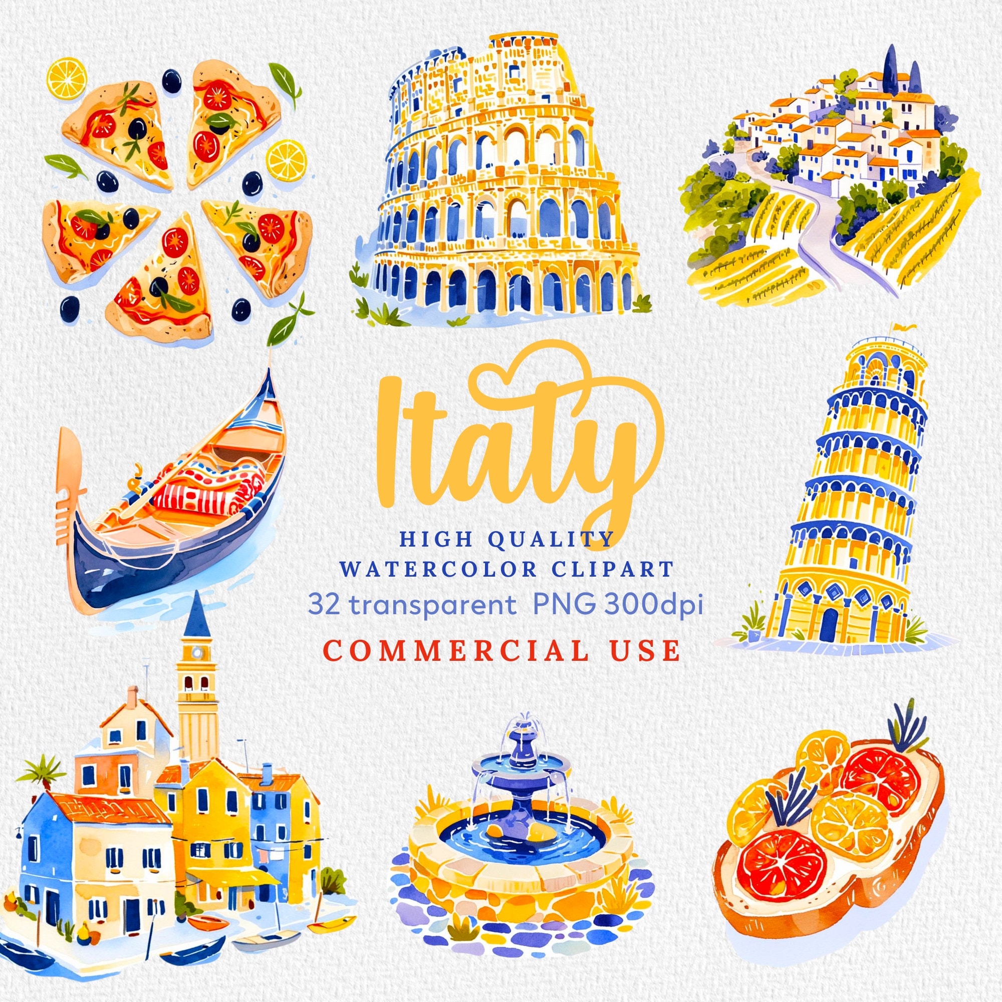ITALY Clipart, Rome Clipart, Travel Clipart, Italian Clipart, Welcome ...