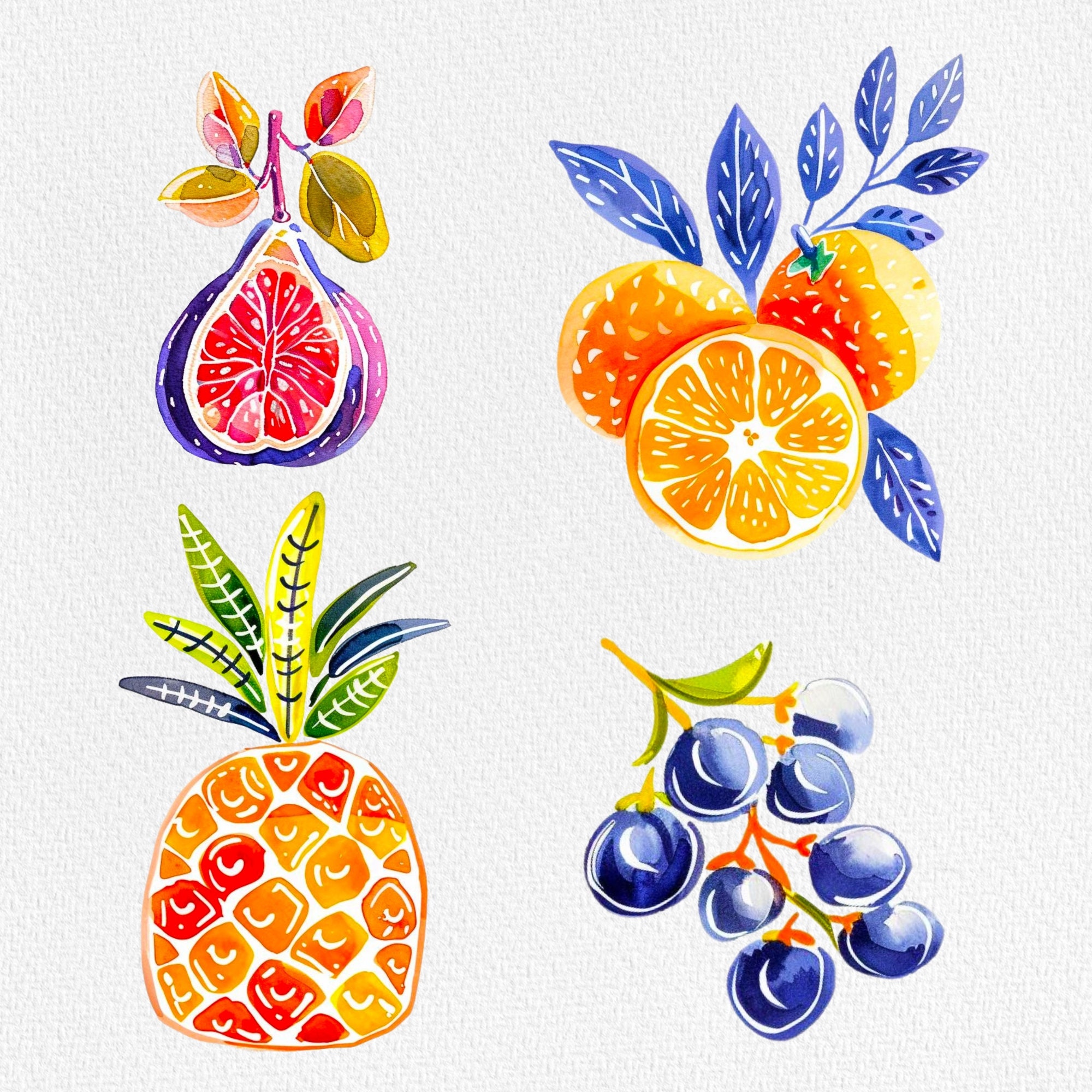 Watercolor Fruits Clipart, Cute Fruits Clipart, Summer Fruits Clipart ...