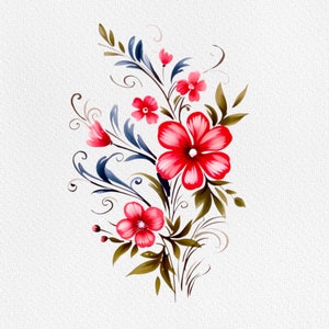 Watercolor Red Flowers PNG: Floral Clipart, Bouquets & Frames (digital ...
