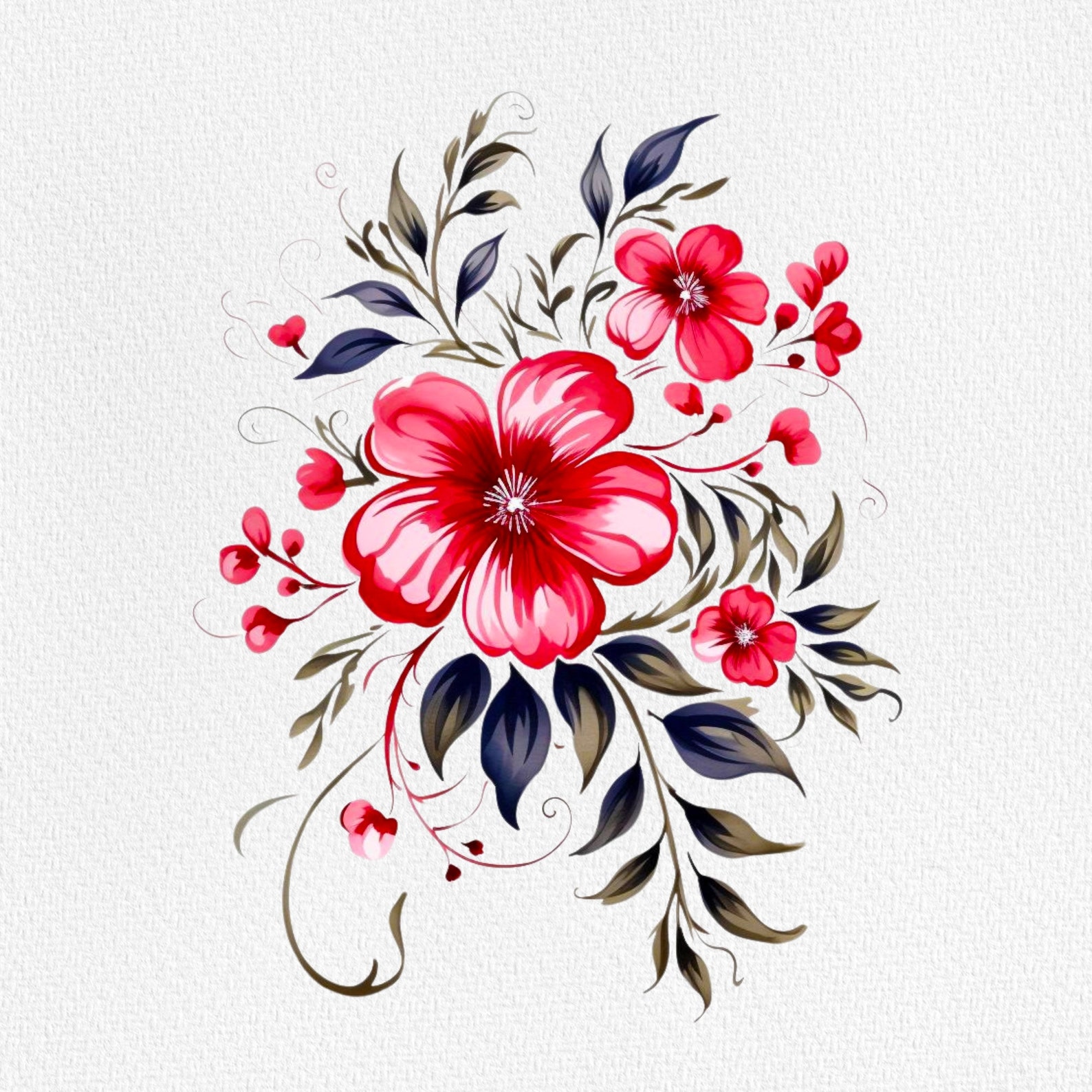 Watercolor Red Flowers PNG, Floral Clipart, Botanical Wedding Clipart ...