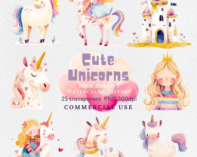 Rainbow Unicorn Clipart, Cute Unicorn PNG, Unicorn Birthday Party Clip ...