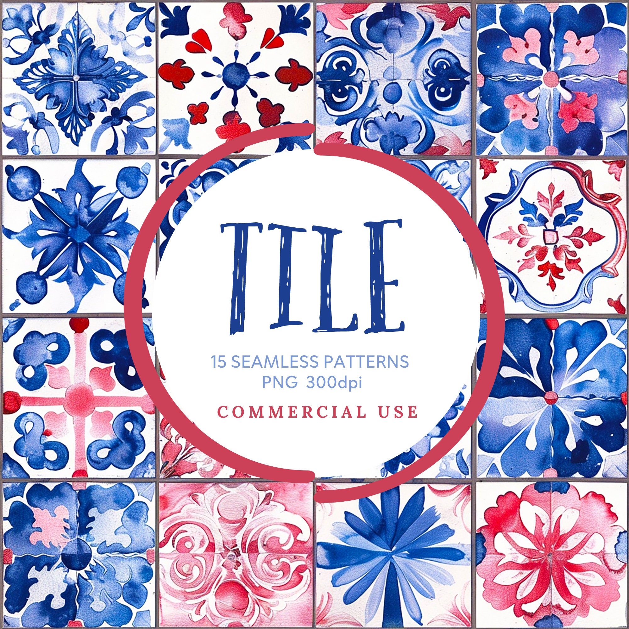Mediterranean Tile Pattern, Watercolor Seamless Pattern, Portuguese ...