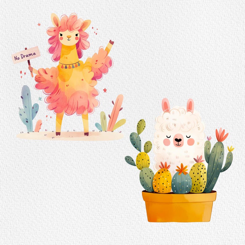 Llama Clipart, Llama Clipart Bundle, Cute Alpaca Clipart, Llama ...