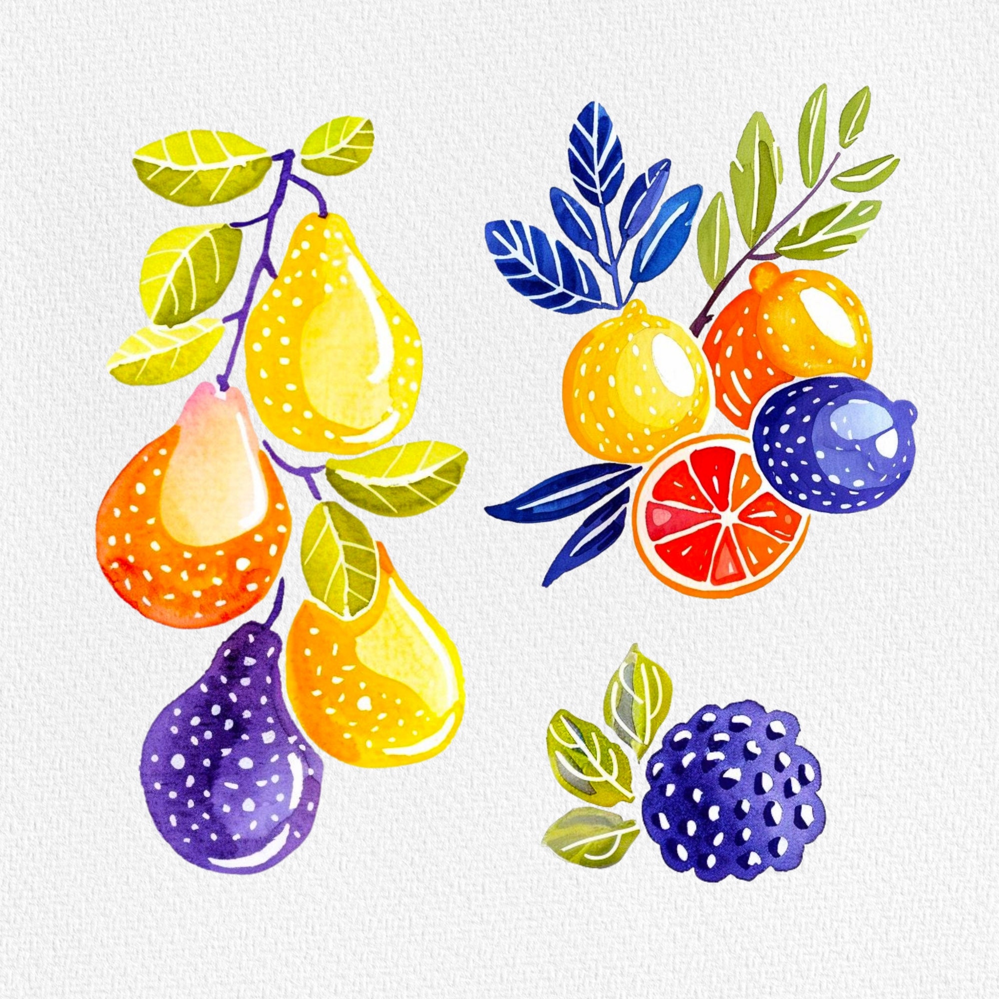 Watercolor Fruits Clipart, Cute Fruits Clipart, Summer Fruits Clipart ...