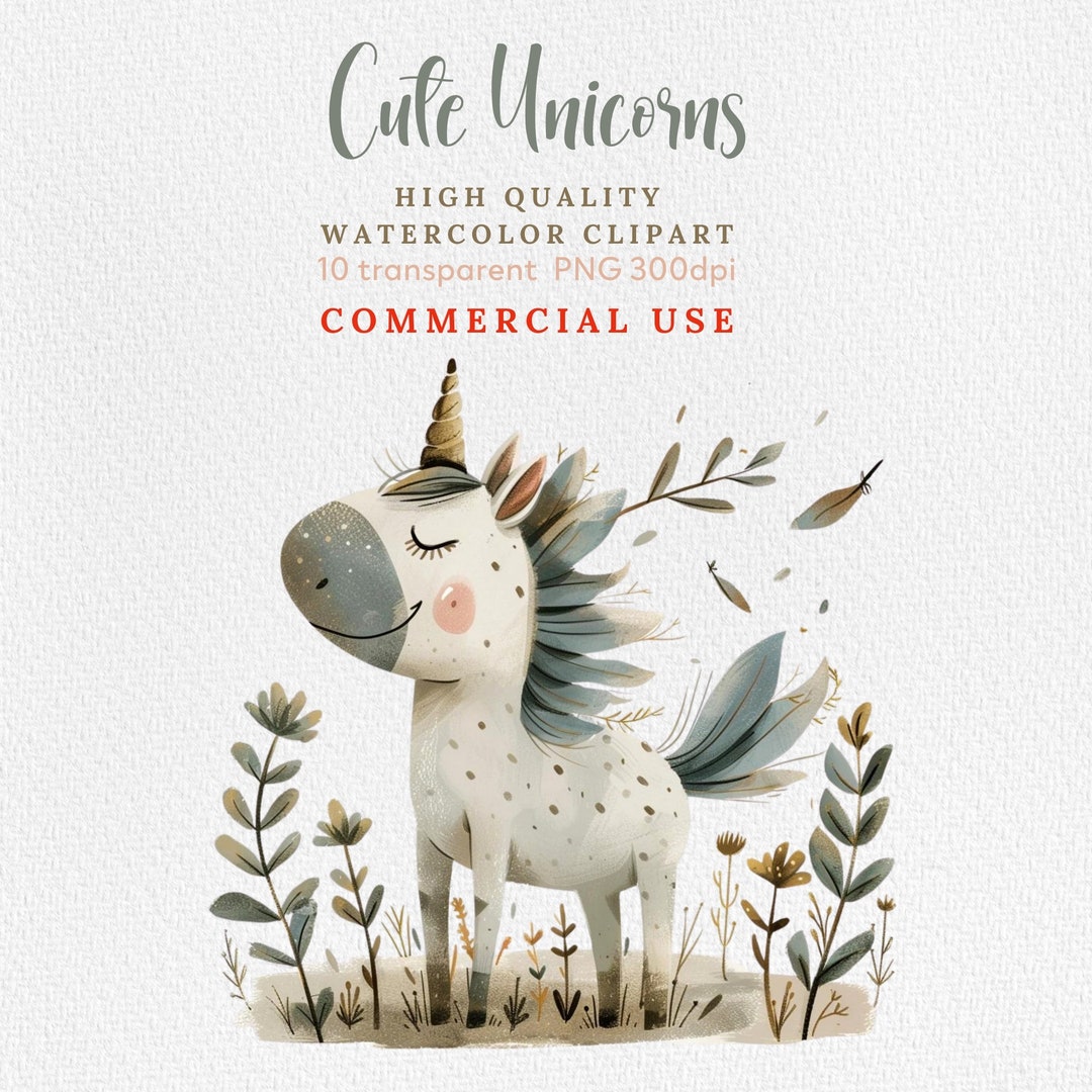 Cute Unicorn Clipart, Commercial Use, Unicorn PNG, Magic Unicorn ...