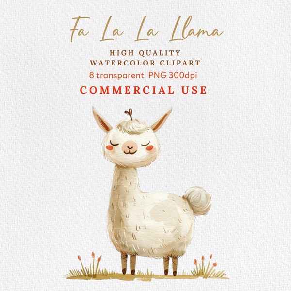 Cute Llama Clipart - Etsy