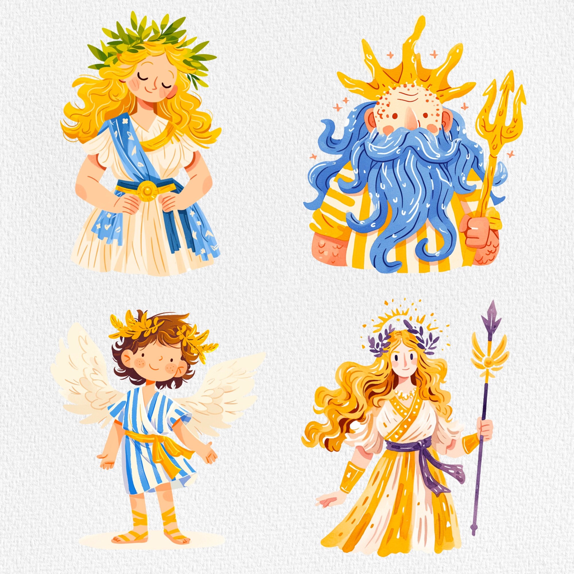 Greek Gods and Mythical Creatures Watercolor Clipart Collection, Greek ...