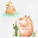 Watercolor Capybara Clipart, Cute Capybara PNG, Instant Download, Cute ...