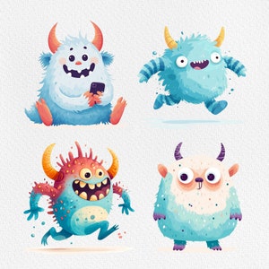 Watercolor Monsters Clipart, Instant Download, Critters, Monster ...