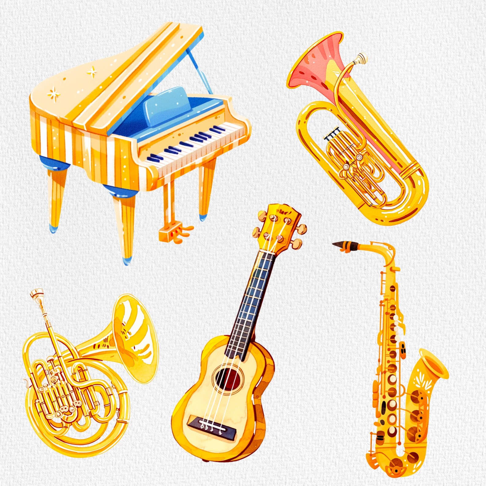 Watercolor Musical Instruments Clipart, Musical Instruments Clipart Set ...