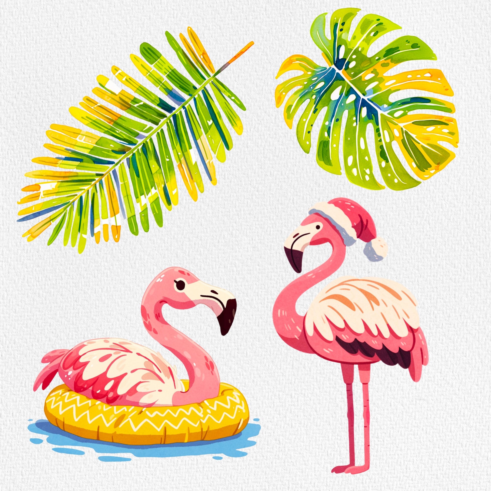 Flamingo Clipart, Watercolor Cute Flamingo Clipart, Beach Flamingo ...