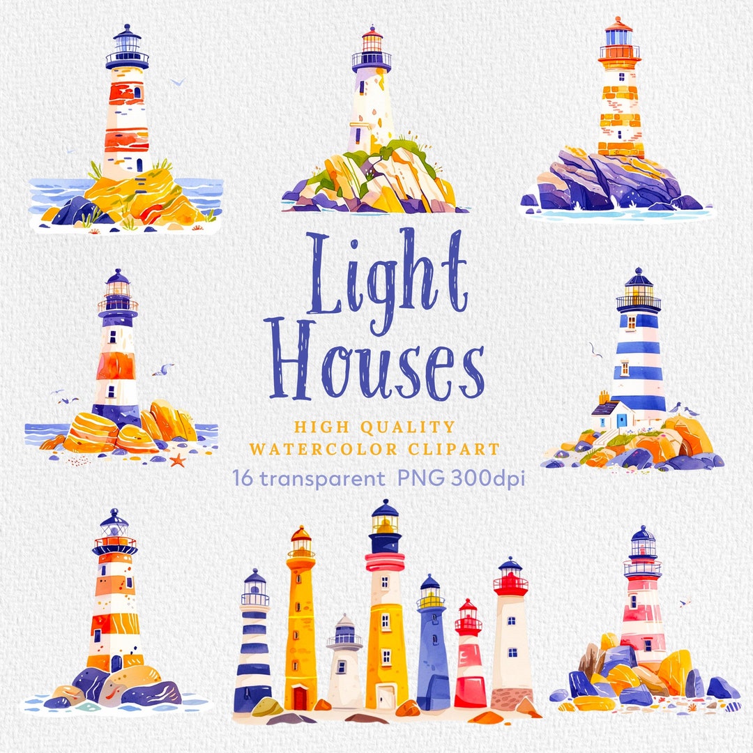 Watercolor Lighthouses Clipart PNG, Nautical Clipart, Landscape Clipart ...