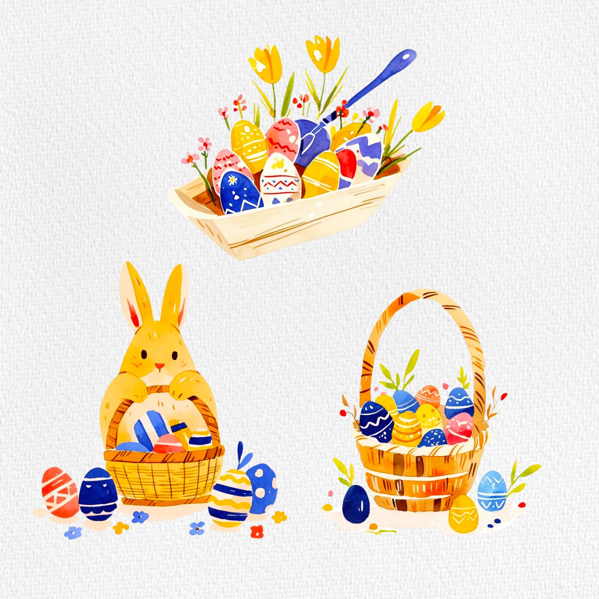 Watercolor Easter Clipart Pastel Colors Spring Bunny Clipart Set for ...