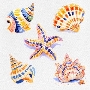 Watercolor Seashells Clipart - Nautical Watercolor Clip Art - Ocean ...