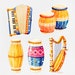 Watercolor Musical Instruments Clipart: Orchestra PNG Bundle ...