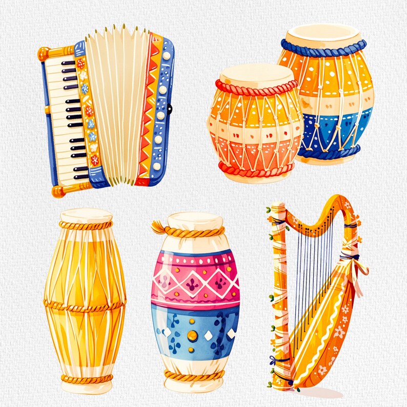 Watercolor Musical Instruments Clipart, Musical Instruments Clipart Set ...