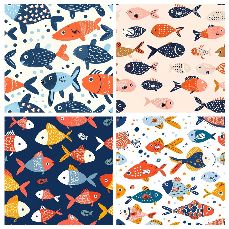 Cute Fish Seamless Patterns, Colorful Fish Design for Crafts - Cute ...