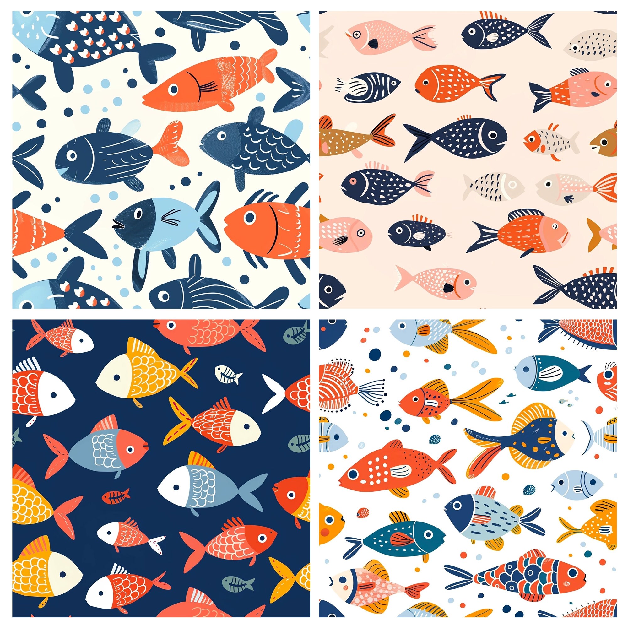 Cute Fish Seamless Patterns, Colorful Fish Design for Crafts - Cute ...