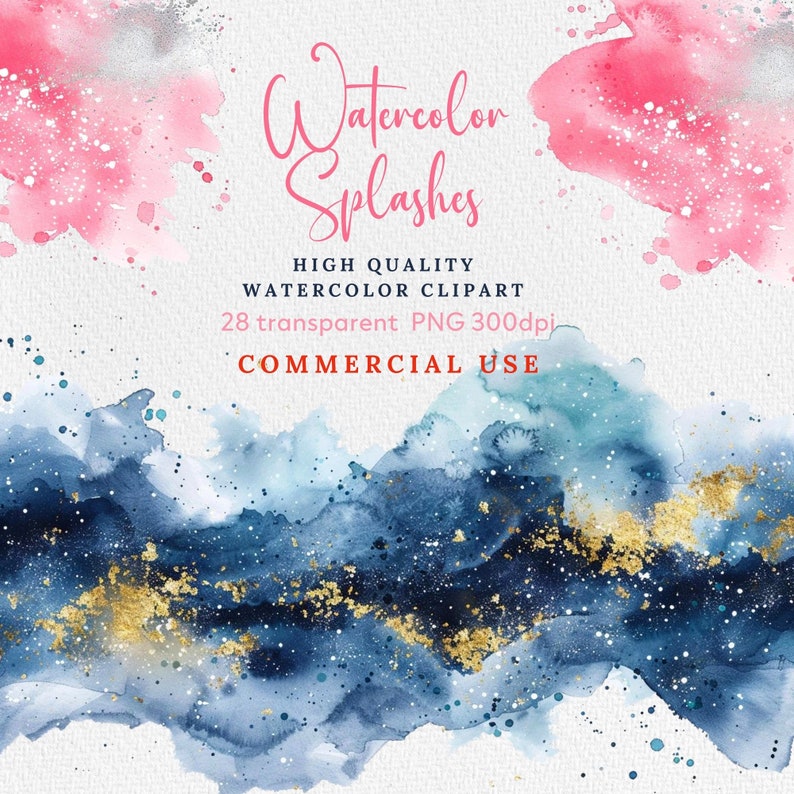 Watercolor Splashes Clipart - Watercolor Textures- Pastel Aquarelle ...