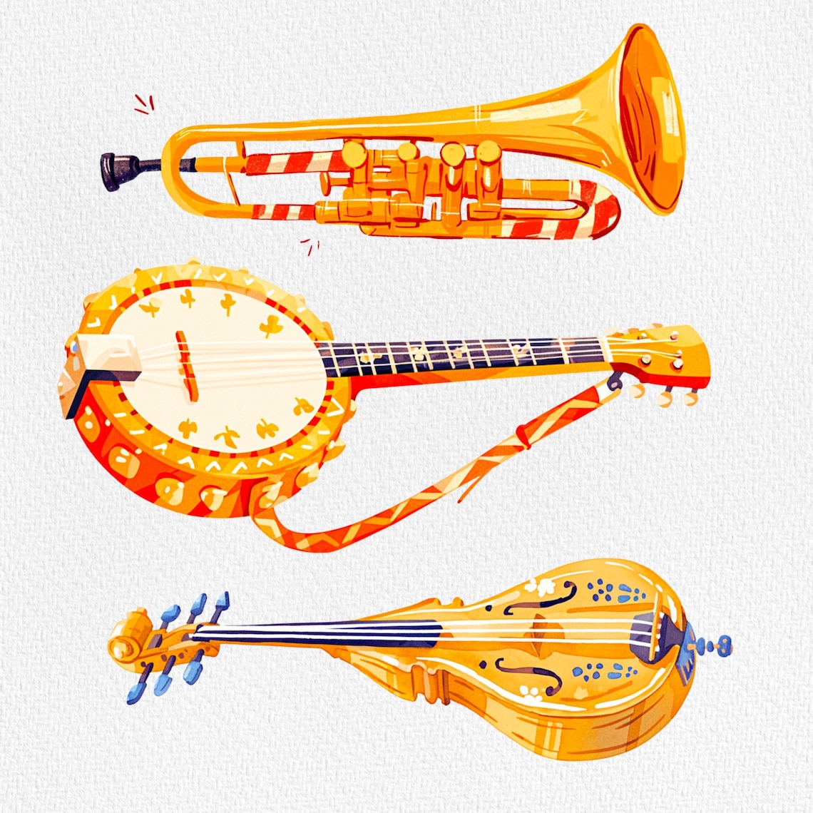 Watercolor Musical Instruments Clipart, Musical Instruments Clipart Set ...