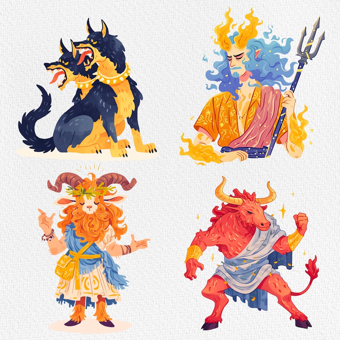 Greek Gods and Mythical Creatures Watercolor Clipart Collection, Greek ...